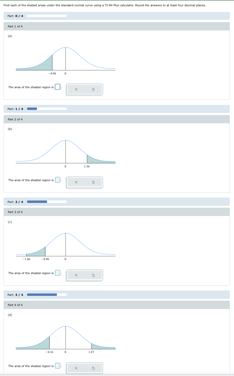 Solved Find each of the shaded areas under the standard | Chegg.com