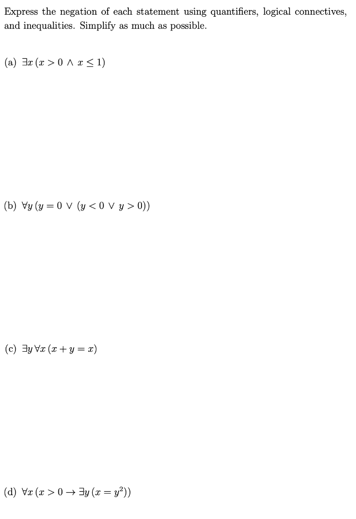 Solved Express the negation of each statement using | Chegg.com