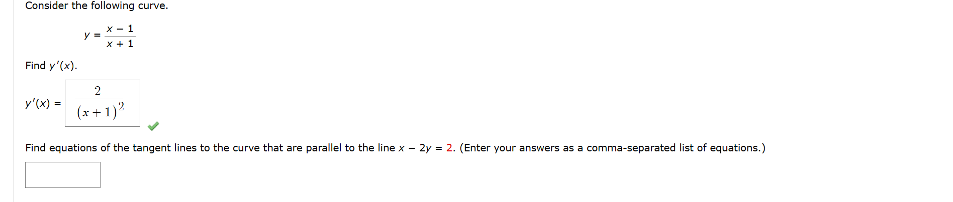 Solved Consider the following curve. y=x+1x−1 Find y′(x). | Chegg.com