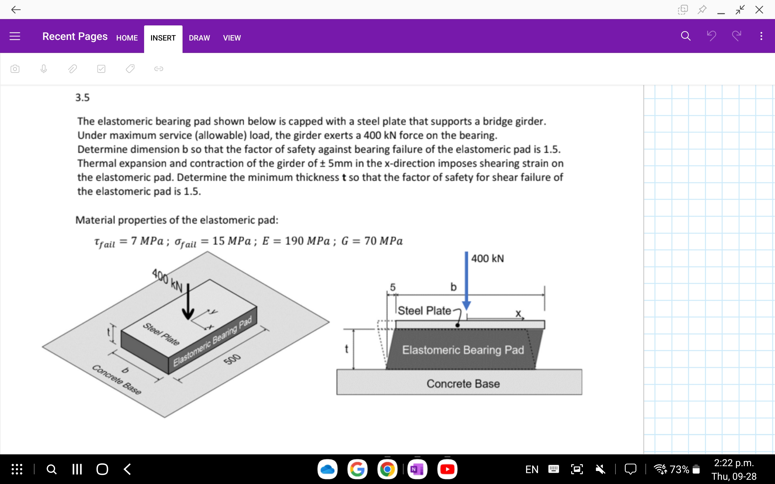 Solved The elastomeric bearing pad shown below is capped | Chegg.com