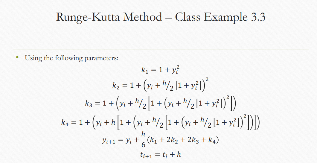 Solved Runge-Kutta Method - Class Example 3.3 - = . • | Chegg.com