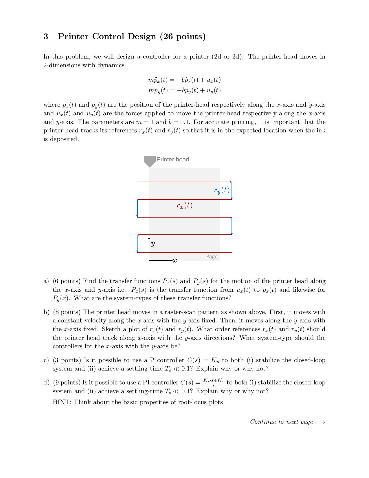 3 ﻿Printer Control Design (26 ﻿points)In ﻿this | Chegg.com