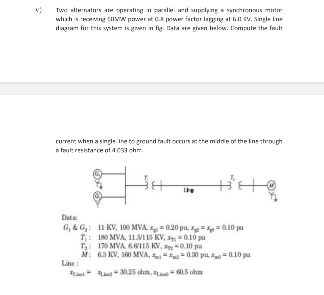 Solved v) Two alternators are operating in parallel and | Chegg.com