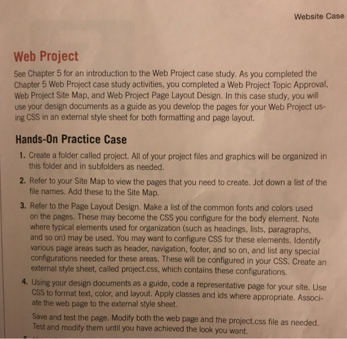 Website Case Web Project See Chapter 5 for an | Chegg.com