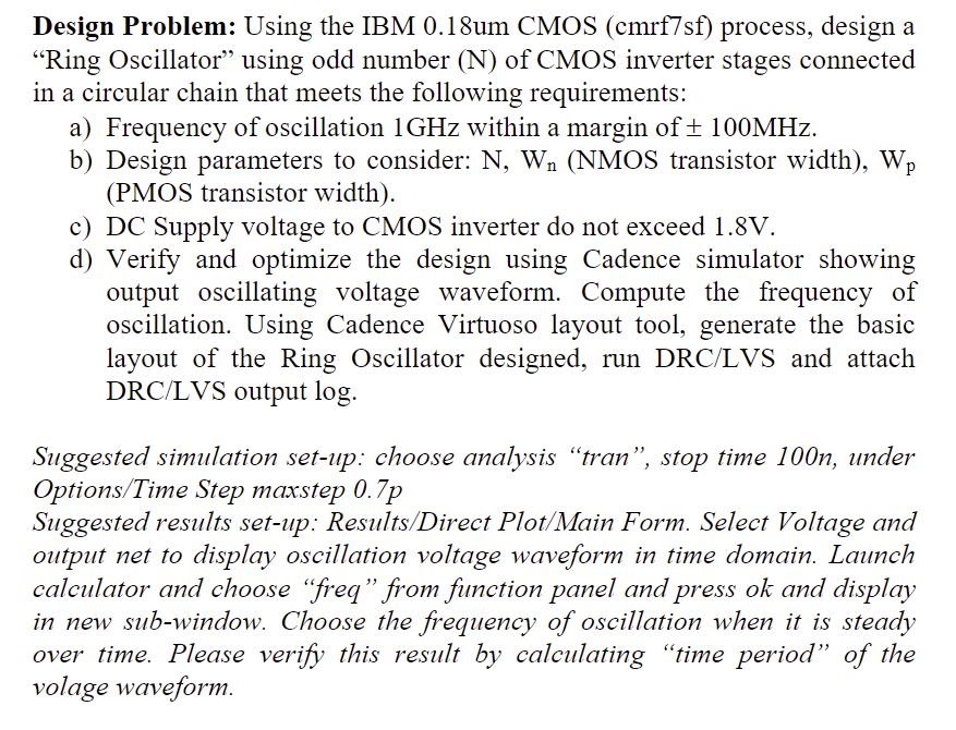 Solved Design Problem: Using the IBM 0.18um CMOS (cmrf7sf) | Chegg.com
