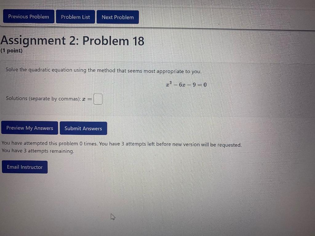Solved Assignment 2: Problem 18 (1 point) Solve the | Chegg.com