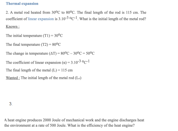 Solved Thermal expansion 2. A metal rod heated from 30°C to | Chegg.com