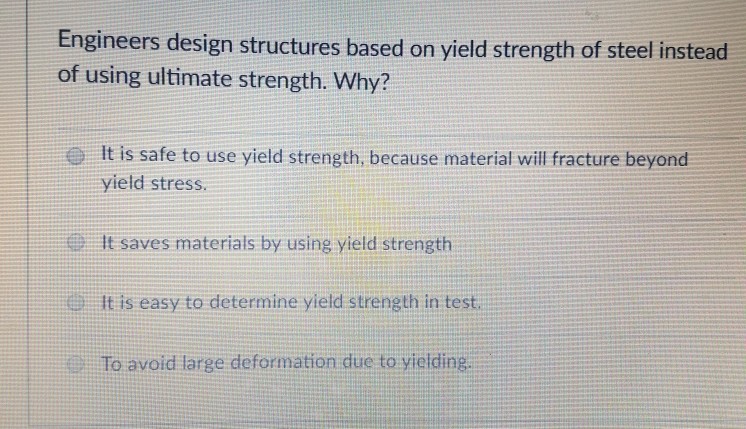 Solved Engineers design structures based on yield strength | Chegg.com