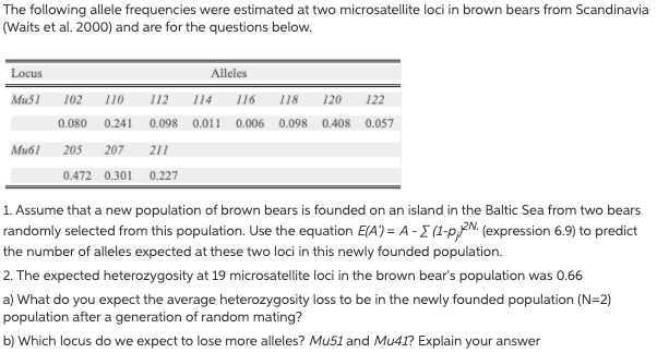 The following allele frequencies were estimated at | Chegg.com