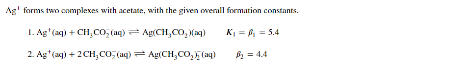 Solved Agt forms two complexes with acetate, with the given | Chegg.com