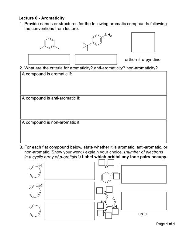 Solved Lecture 6 - Aromaticity 1. Provide names or | Chegg.com
