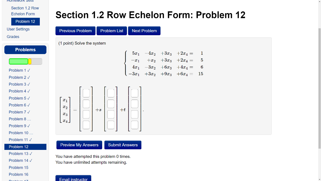 Solved Section 1 2 Row Echelon Form Problem 12 Section 1 2