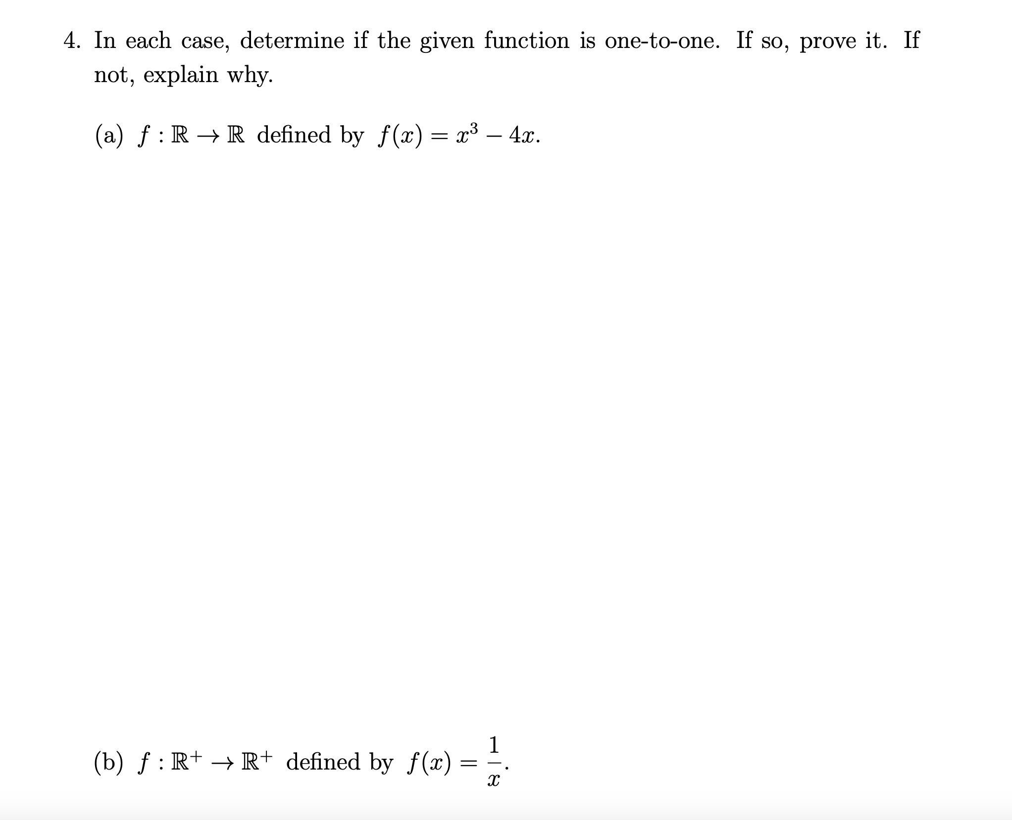 Solved 4. In each case, determine if the given function is | Chegg.com