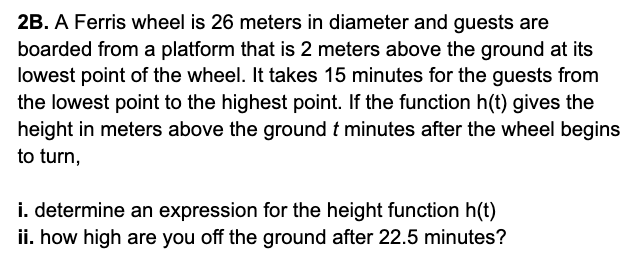 Solved 1 question 2 parts 2A. For the following function, i. | Chegg.com