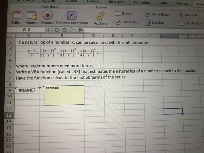 Solved yout ables Charts SmartArt Formulas Data Review Deve | Chegg.com