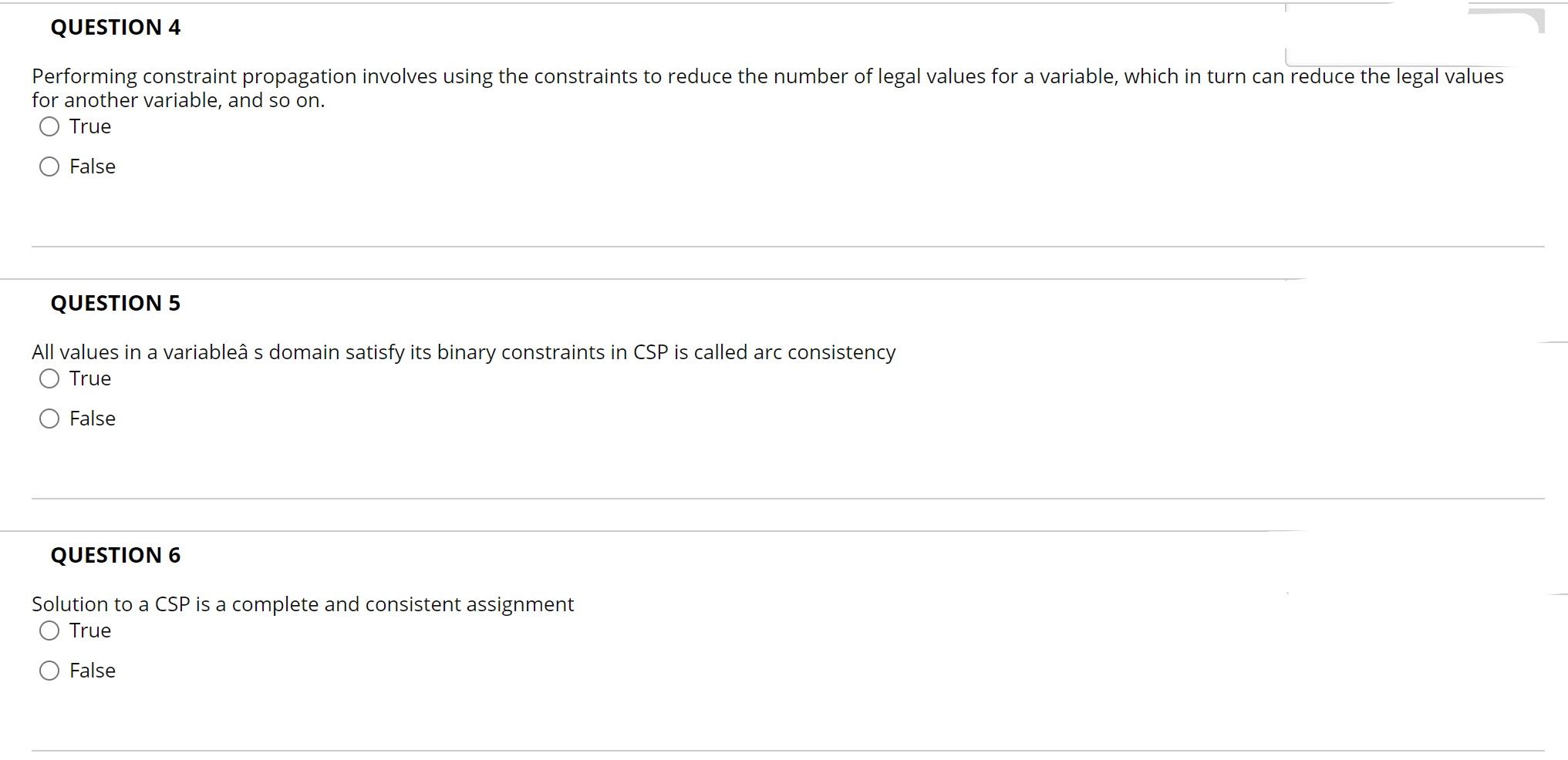 Solved QUESTION 4 Performing constraint propagation involves | Chegg.com