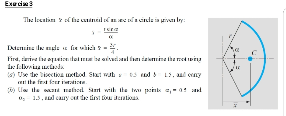 Solved Exercise 3 The location i of the centroid of an arc | Chegg.com