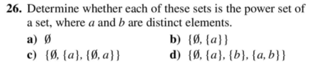 Solved 26. Determine whether each of these sets is the power | Chegg.com