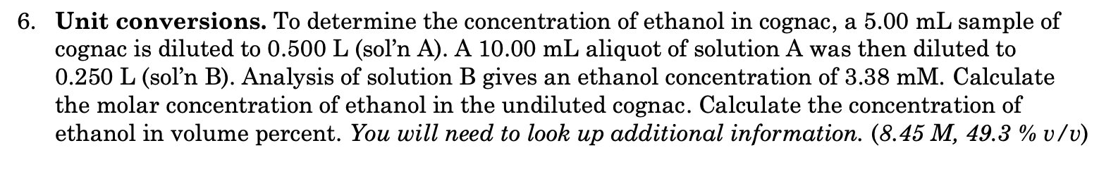 Solved 6. Unit conversions. To determine the concentration | Chegg.com