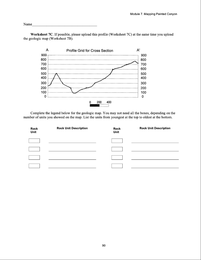 Module 7. Mapping Painted Canyon Name Worksheet 7C. | Chegg.com