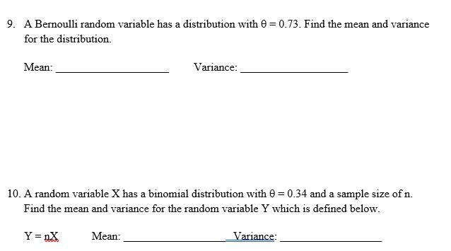 Solved 9. A Bernoulli random variable has a distribution | Chegg.com