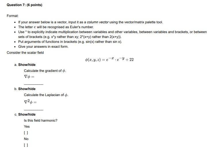 Solved Format: - If your answer below is a vector, input it | Chegg.com