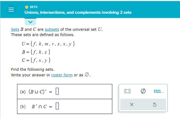 Solved Sets B and C are subsets of the universal set U. | Chegg.com