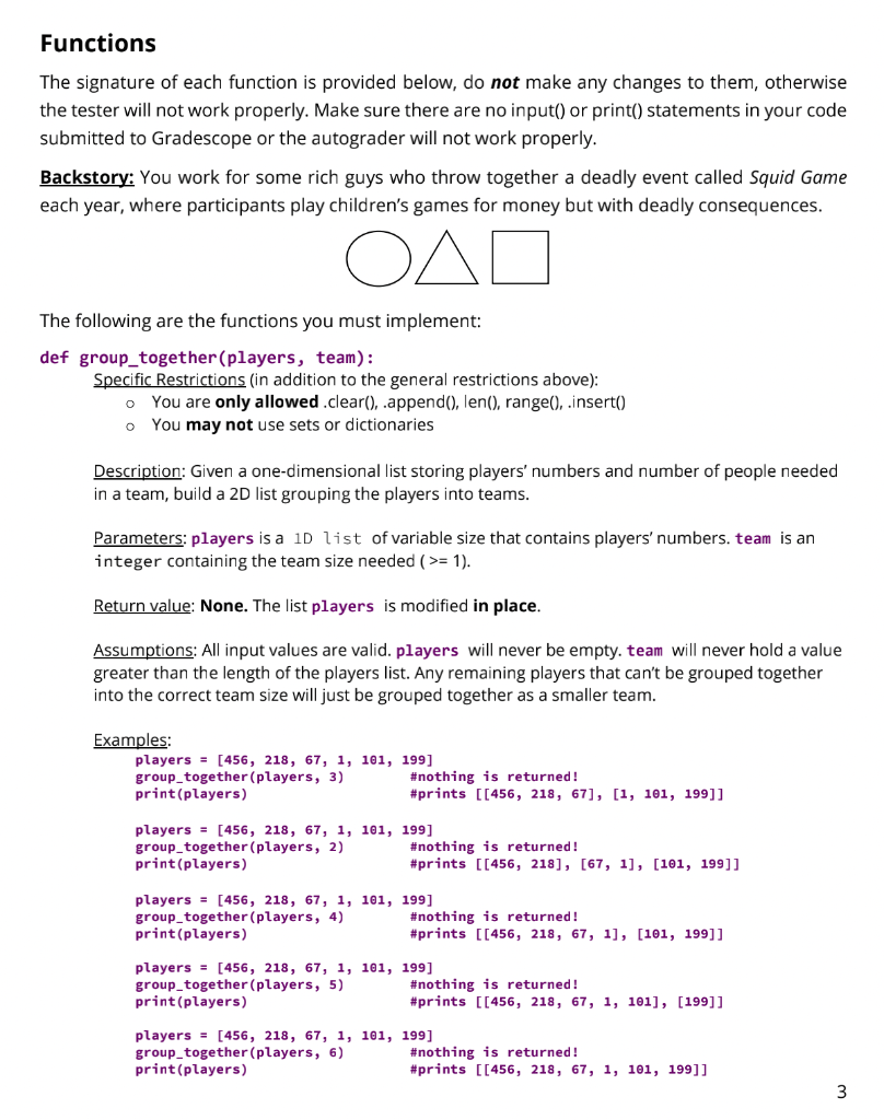 Solved Functions The signature of each function is provided | Chegg.com