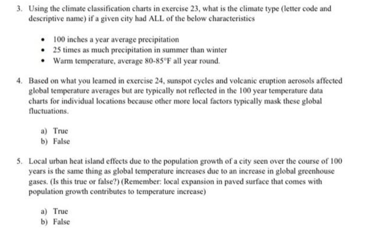 Solved 3. Using the climate classification charts in | Chegg.com