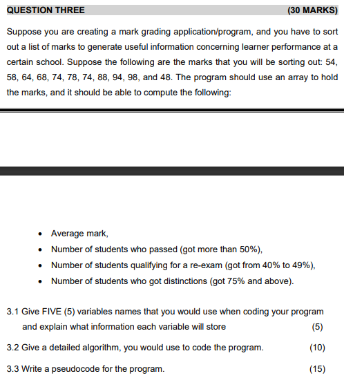 Solved Suppose you are creating a mark grading | Chegg.com