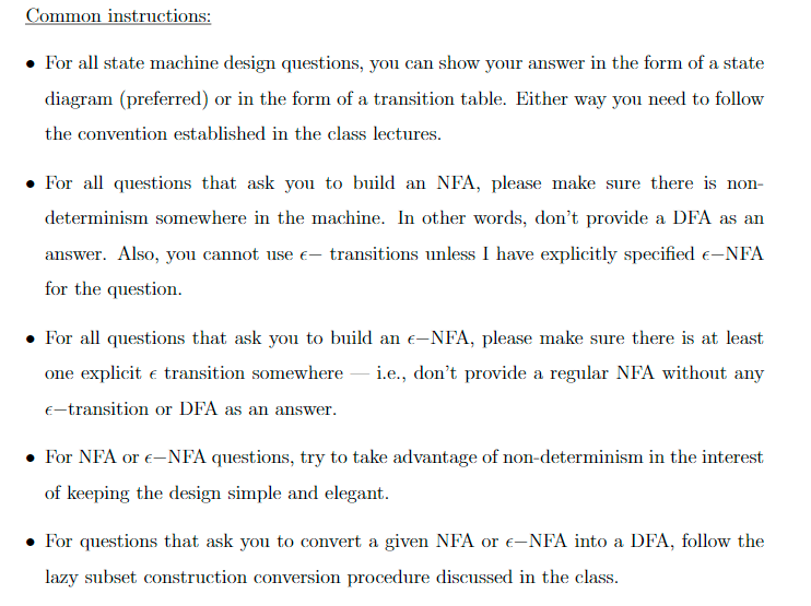 Solved Common instructions: For all state machine design | Chegg.com