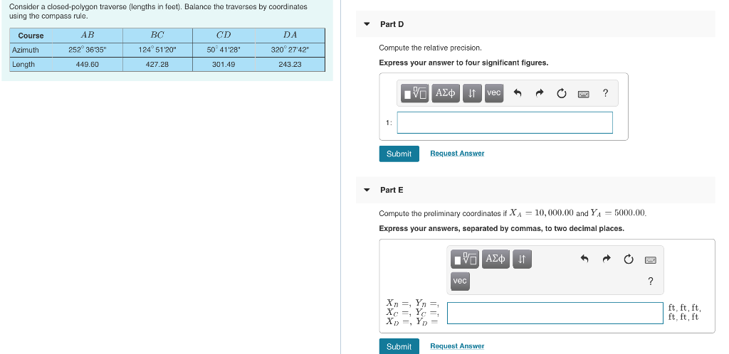 Solved A Review Part A Consider a closed-polygon traverse | Chegg.com