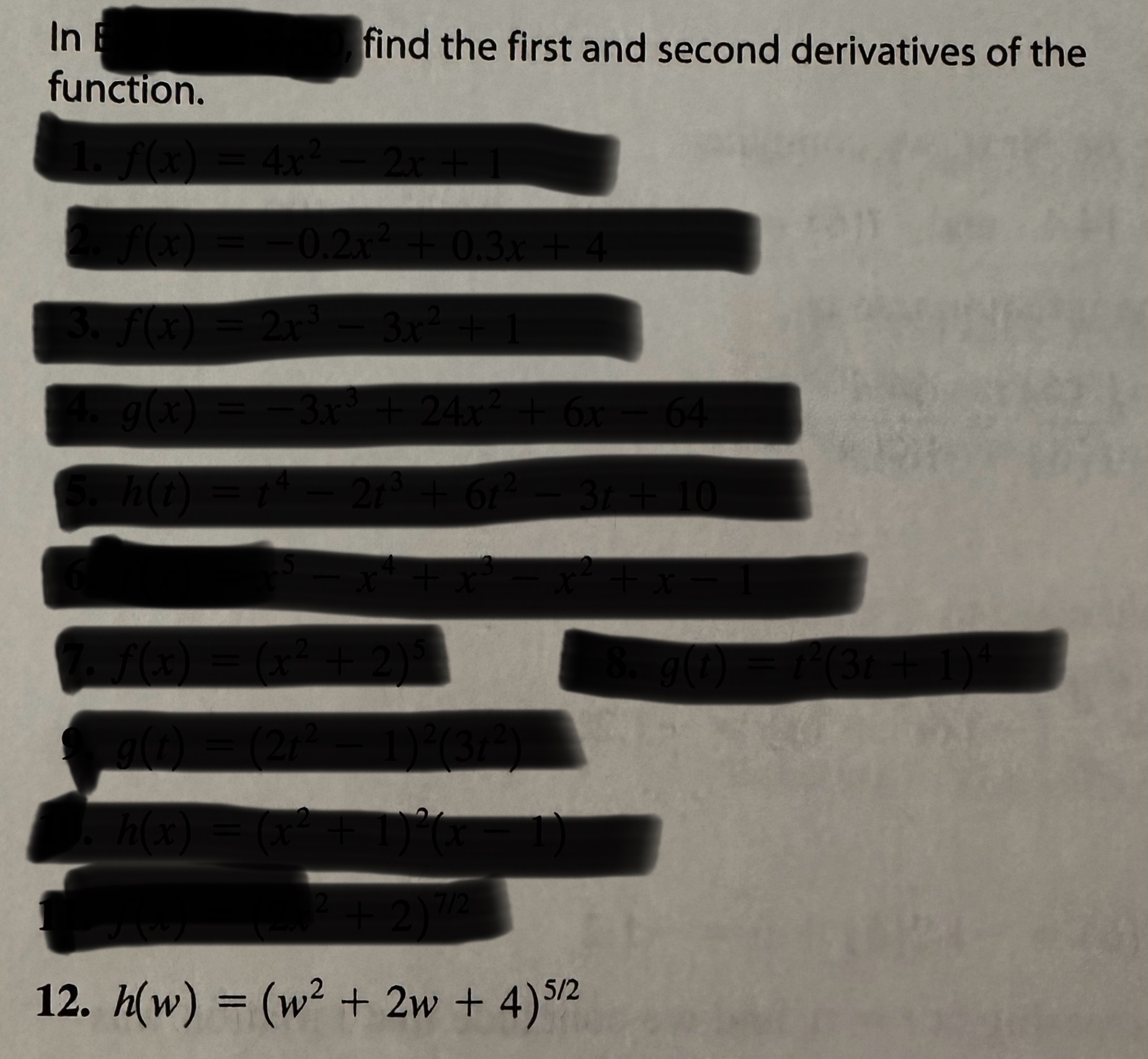 Solved Infind the first and second derivatives of | Chegg.com