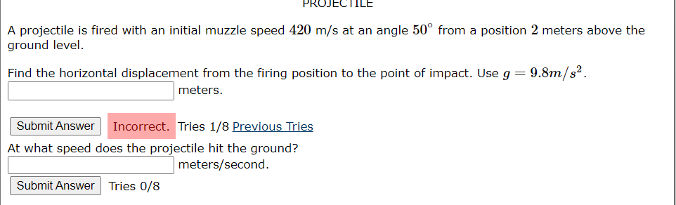 Solved A projectile is fired with an initial muzzle speed | Chegg.com