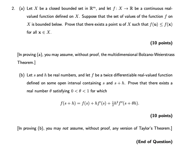 Solved (a) Let X be a closed bounded set in Rm, and let | Chegg.com