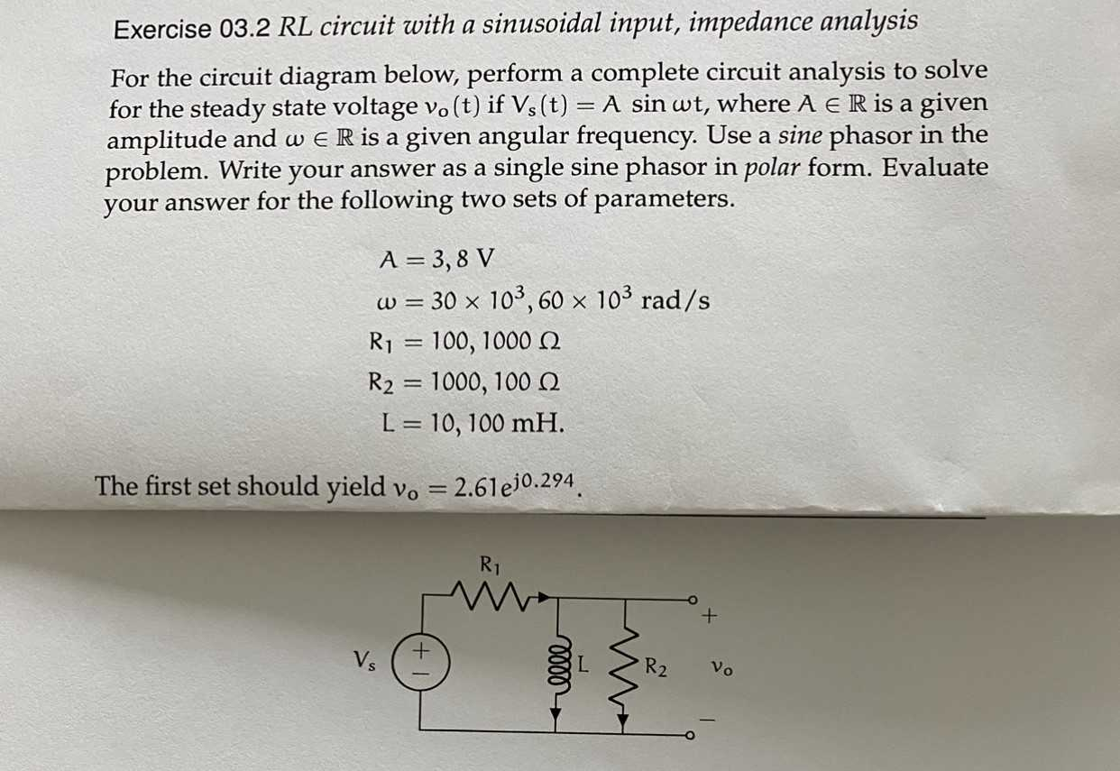 Solved Exercise 03.2 RL circuit with a sinusoidal input, | Chegg.com