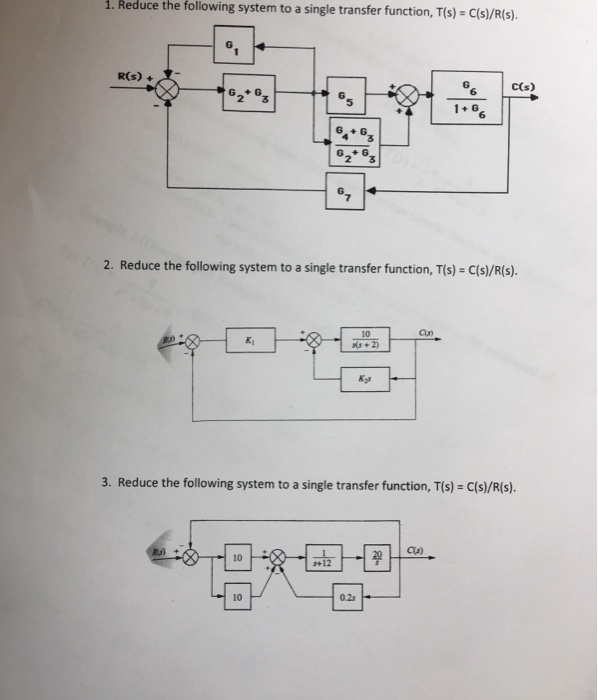 Solved . Reduce the following system to a single transfer | Chegg.com