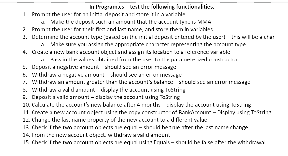 Solved You are asked to create a Bank Account class. Please | Chegg.com