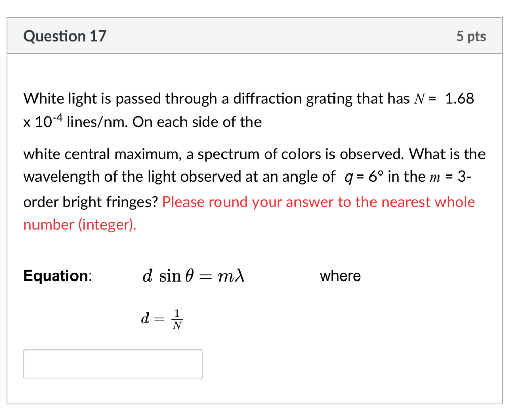 Solved White light is passed through a diffraction grating | Chegg.com