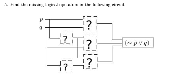 Solved 5. Find the missing logical operators in the | Chegg.com