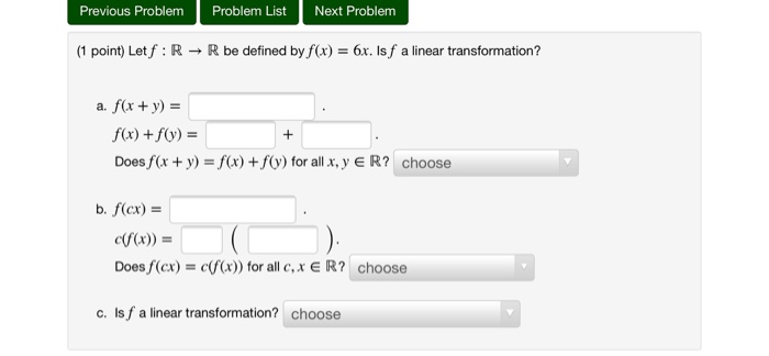 Solved Previous ProblemProblem ListNext Problem (1 point) | Chegg.com