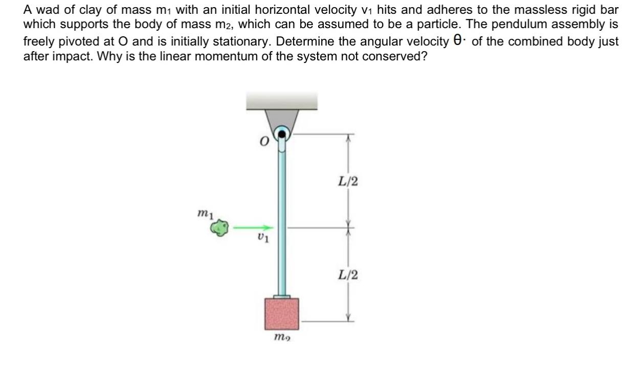 Solved A wad of clay of mass m1 with an initial horizontal | Chegg.com