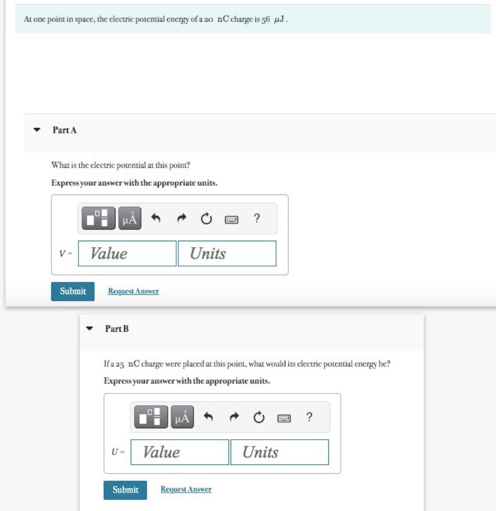 Solved At one point in space, the clectric potential energy | Chegg.com