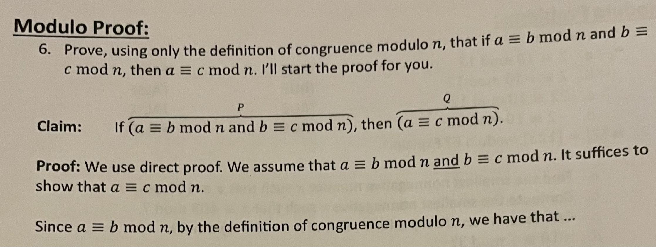 Solved Modulo Proof: 6. Prove, using only the definition of | Chegg.com