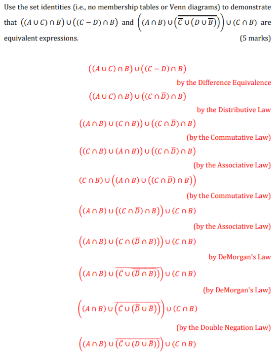 6. Use only set identities (i.e., no membership | Chegg.com
