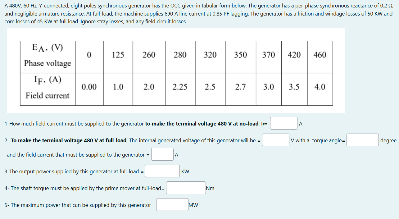 Solved A \( 480 \mathrm{~V}, 60 \mathrm{~Hz} \), | Chegg.com