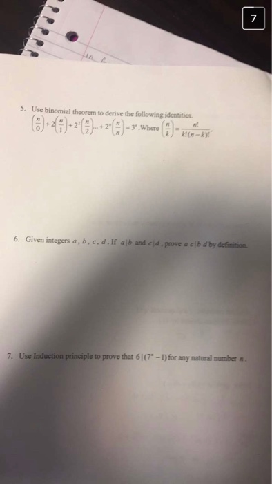 Solved Use binomial theorem to derive the following | Chegg.com