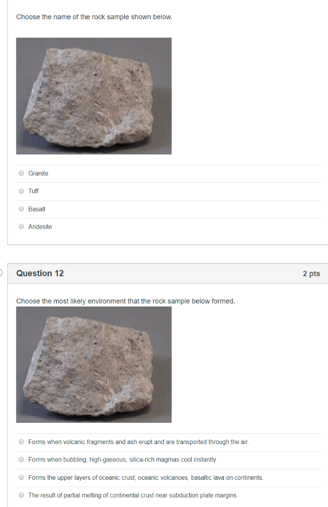 Solved Choose the name of the rock sample shown below. | Chegg.com Solved Choose the name of the rock sample shown below. | Chegg.com