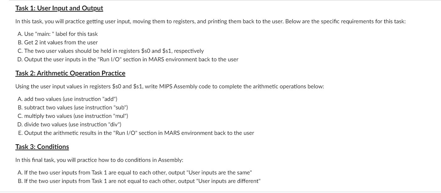 Solved Task 1 User Input And Output In This Task You Will 