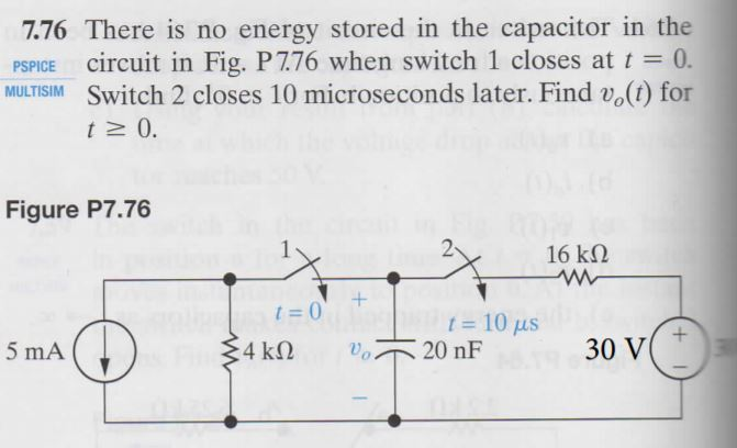 Solved 7.76 There is no energy stored in the capacitor in | Chegg.com